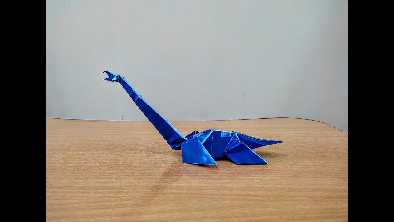 How To Make A Paper Origami Dinosaur Elasmosaurus Step By Step - YouTube