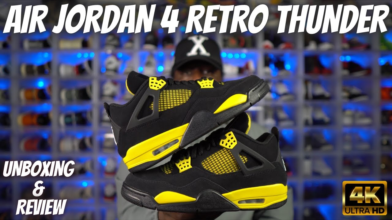 EARLY LOOK: AIR JORDAN 4 THUNDER UNBOXING & REVIEW | JORDAN 4 YELLOW ...