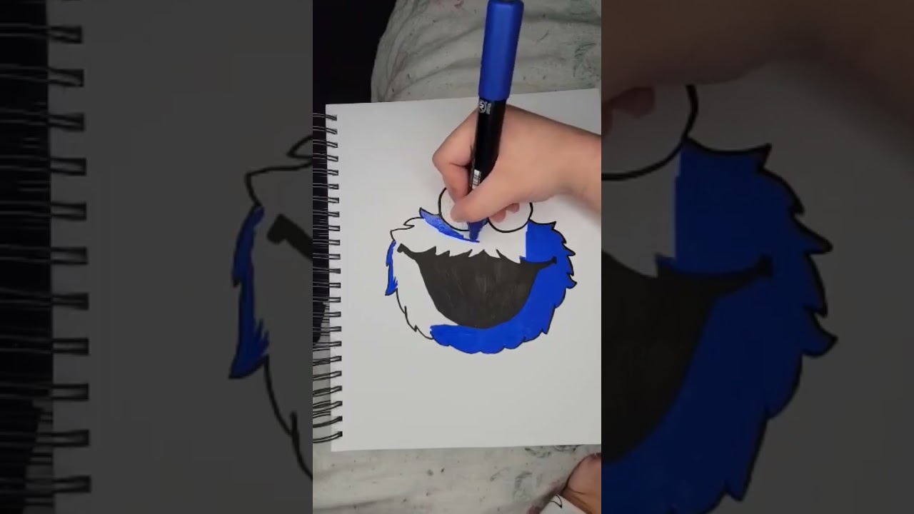 Drawing Cookie Monster POSCA markers - YouTube