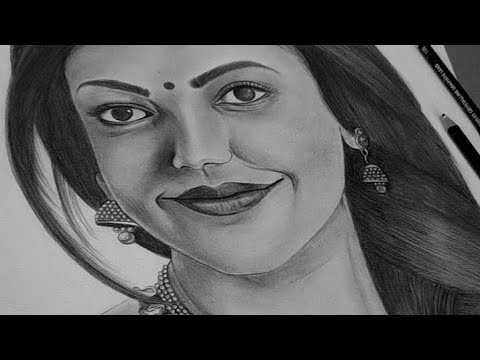 Kajal Agrawal drawing || portrait sketch ️ - YouTube
