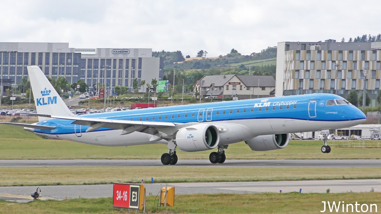 (4K) KLM Embraer E195 E2 departing Aberdeen Airport - YouTube