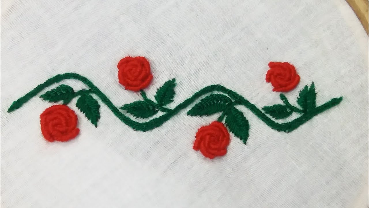 Beautiful borderline hand embroidery degine tutorial. - YouTube