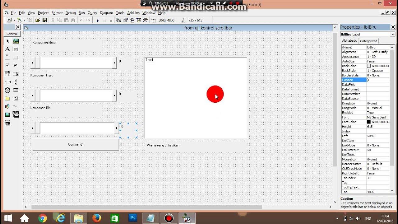 tutorial membuat contoh program menggunakan scrollbar dengan bahasa visual basic - YouTube
