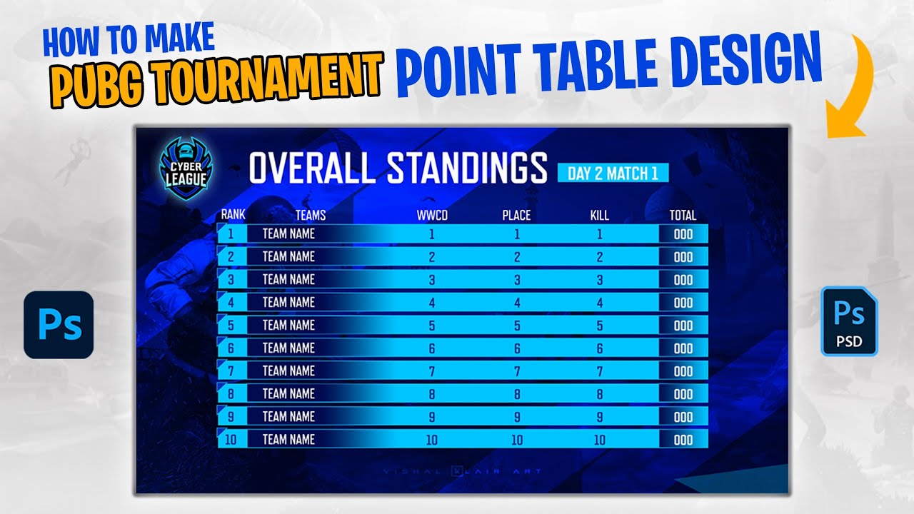 PUBG MOBILE Tournament Point Table Design | Esports Gaming Graphics ...