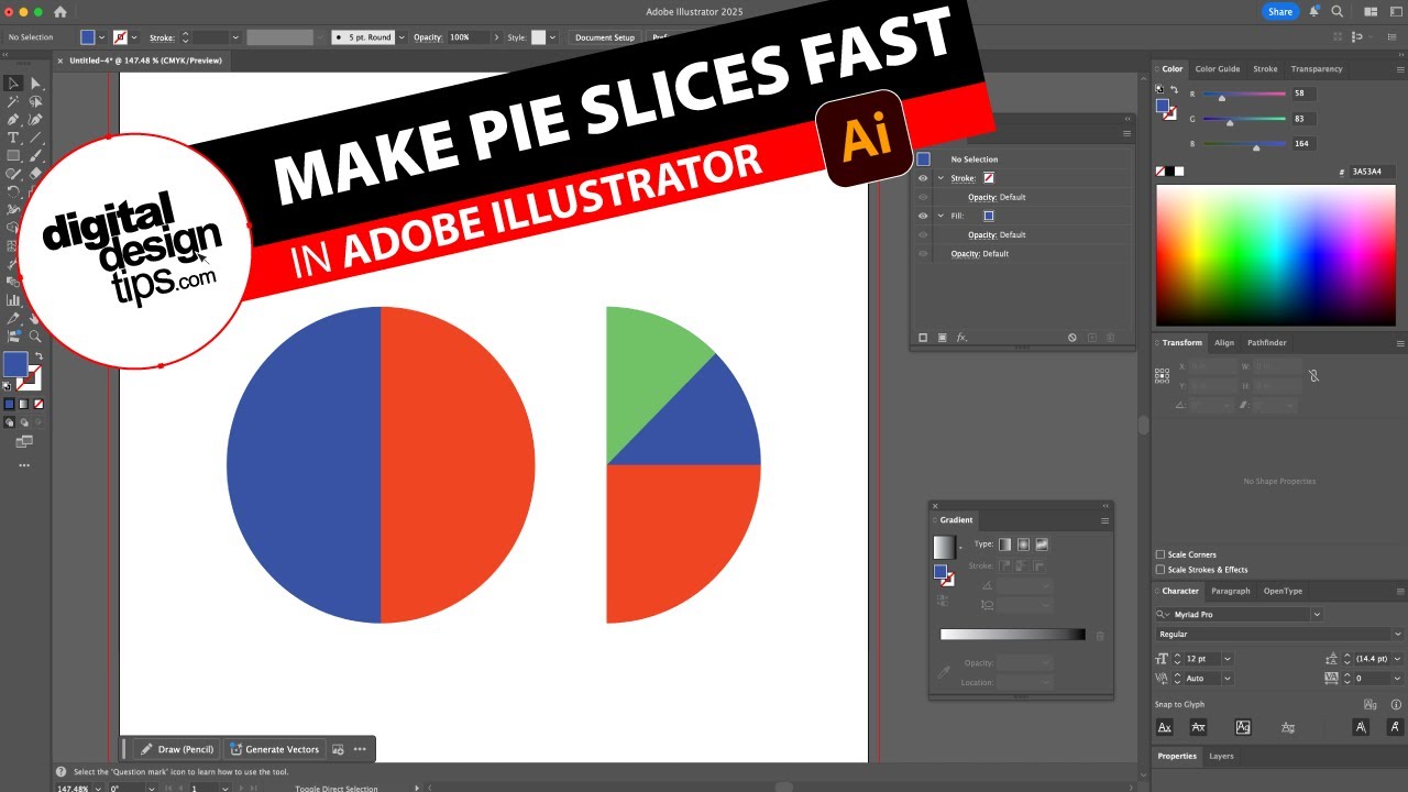 How to Create Custom Pie Segments in Illustrator (Manual Method) - YouTube