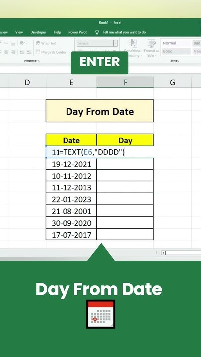 Get The Day Of The Week From Dates With This Simple Shortcut 🗓️ Date Day Exceltips Excel