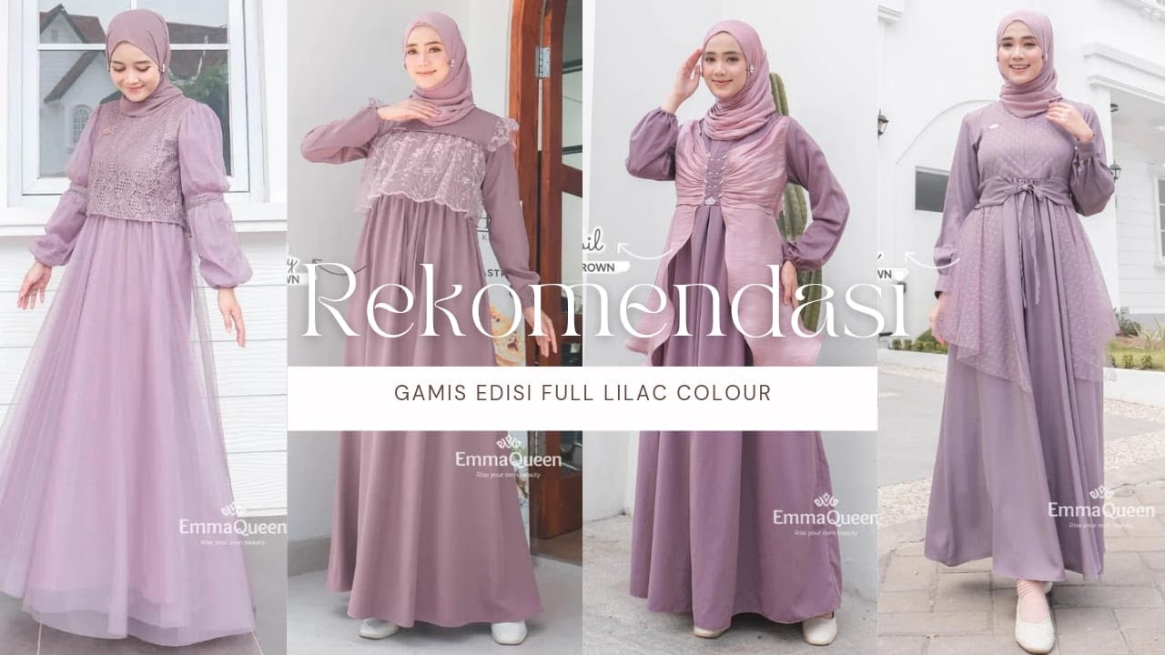 Rekomendasi Ide Gamis/ Dress Edisi Full Lilac Colour Kekinian - YouTube