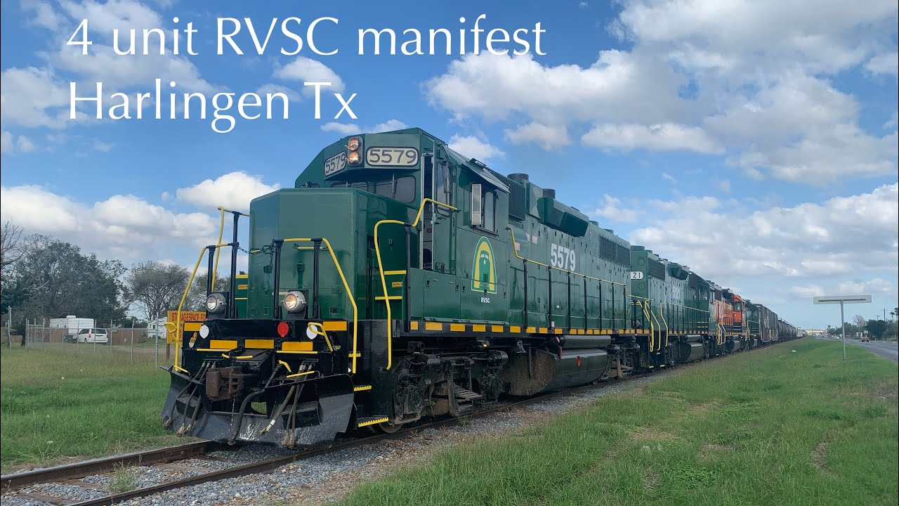 RVSC GP38-2 5579 West leads a RVSC manifest past Harlingen Tx with 4 ...