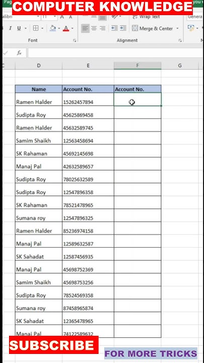 Excel short tricks//Hide A/C No #excel #exceltips #computerknowledge #shorts - YouTube
