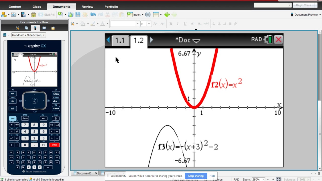 Identifying Transformations in the Calculator | Ti-NSpire | Algebra 2 ...