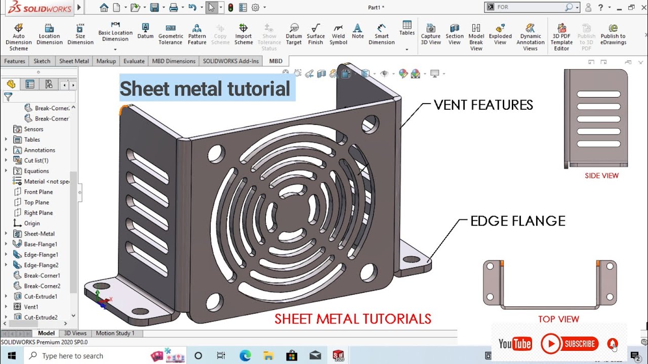 Solidworks Tutorials | How To Use Vent Feature In Solidworks - YouTube