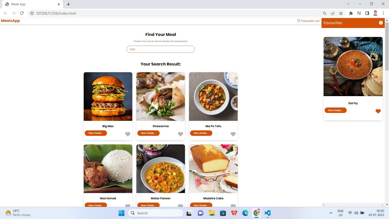 Meal App using Vanilla JS | FE Skill Test 2 | Coding Ninjas - YouTube