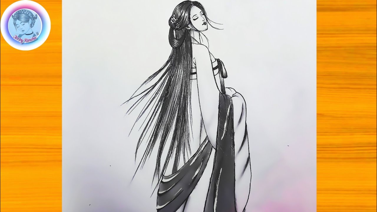 Chinese girl drawing easy🥰||china girl drawing||Easy sketch for ...