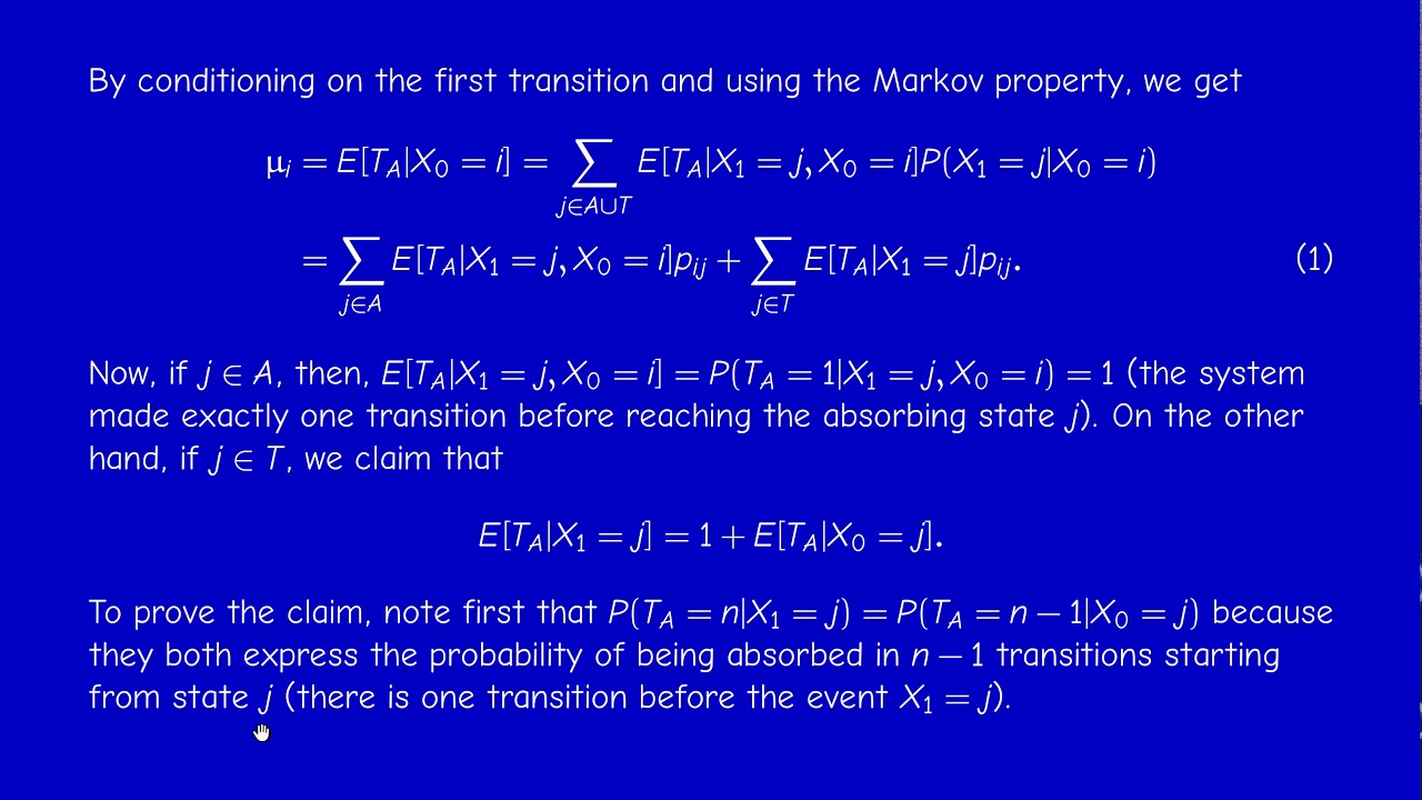 Math414 - Stochastic Processes - Section 1.5 - Absorbing states, time ...