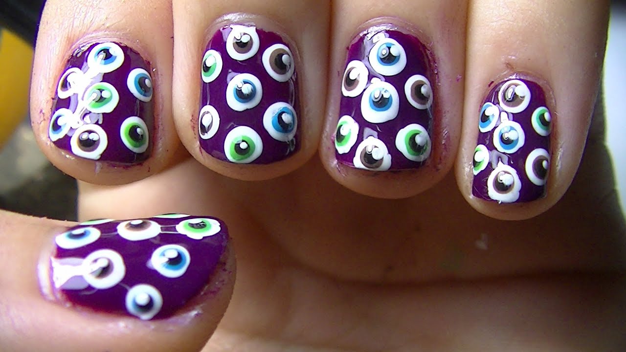Eyeball Nail Art [Halloween Nails] - YouTube