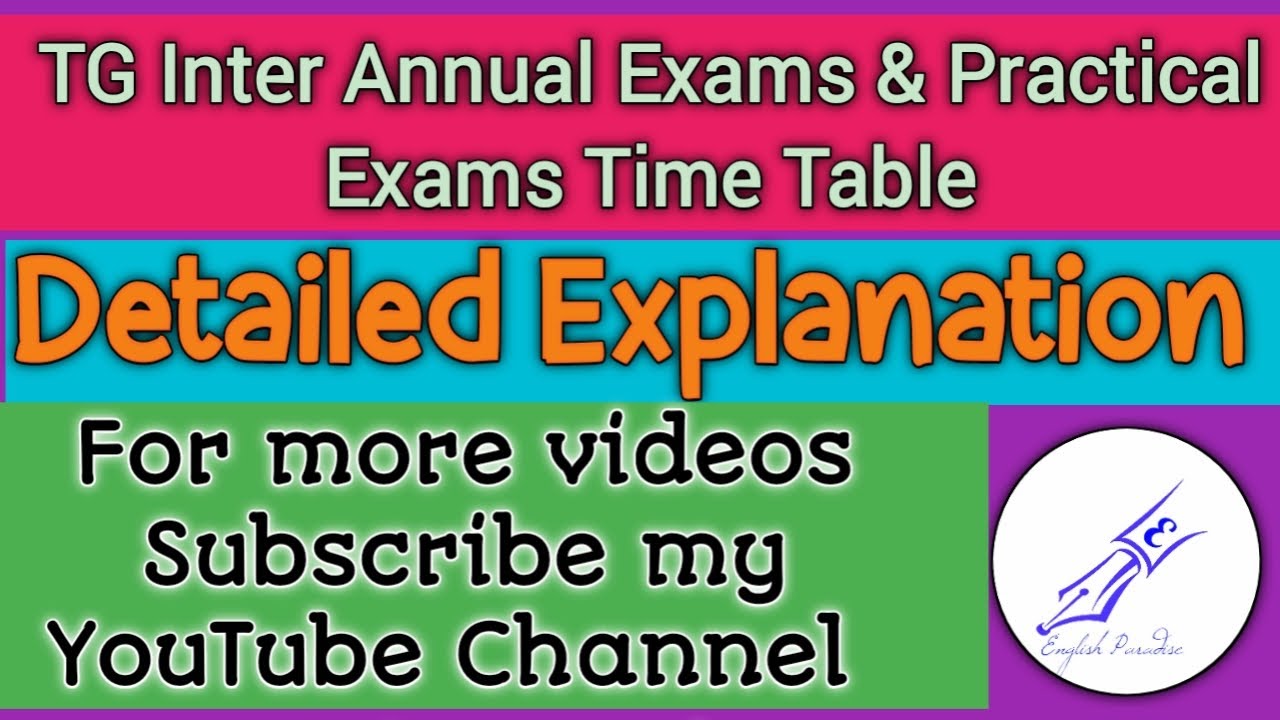 TG Inter Annual Exams Time Table 2025 - YouTube