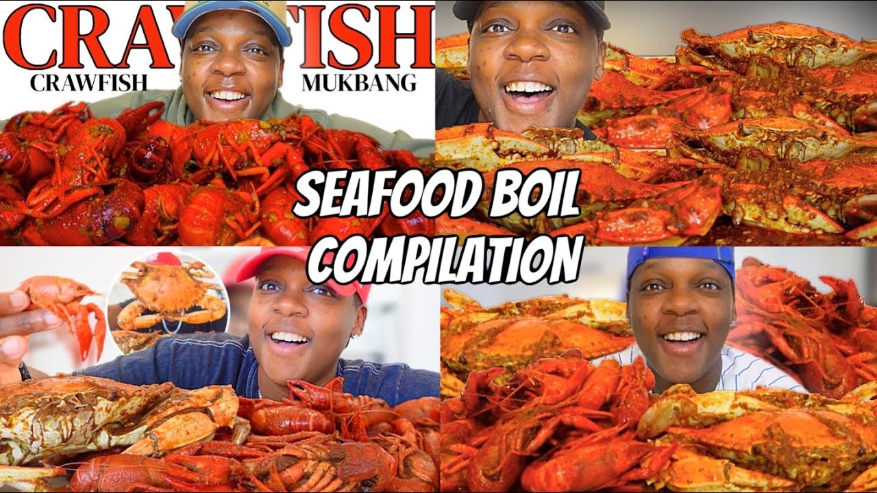 SPICY SNOW CRABS + CRAWFISH & BLUE CRABS • SEAFOOD BOIL COMPILATION ...
