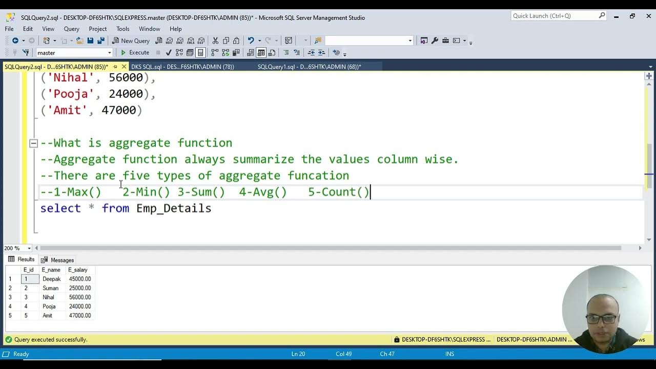 #Aggregate function in SQL Session 9 @divakarkushwaha9918 - YouTube