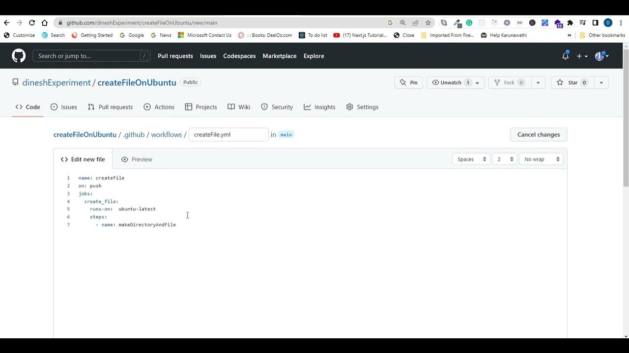 Creating a Workflow file on GitHub for GitHub Actions - YouTube