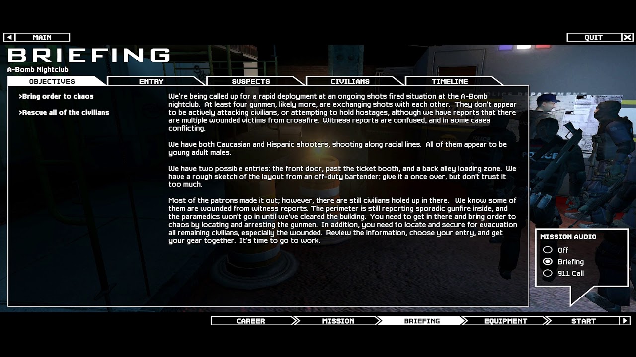 SWAT 4 | A-Bomb Nightclub Briefing and 911 Call - YouTube