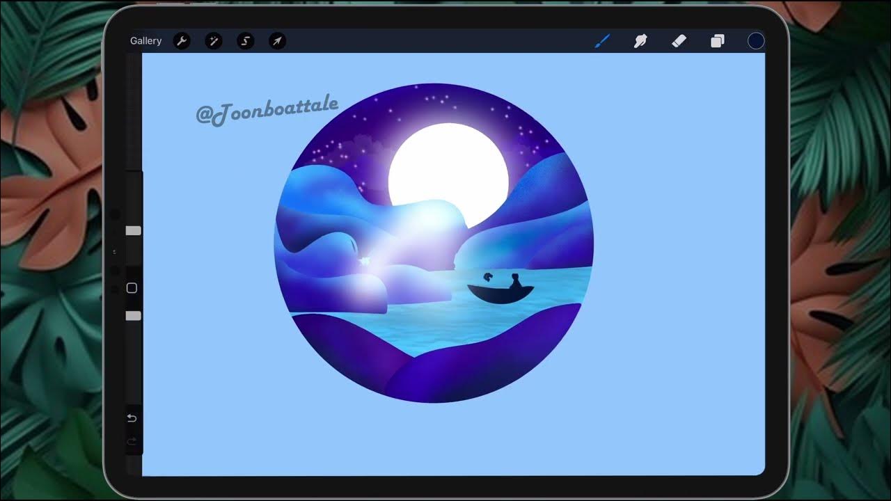 How to draw moonlight landscape #shorts #procreate #tricks #papercutart ...