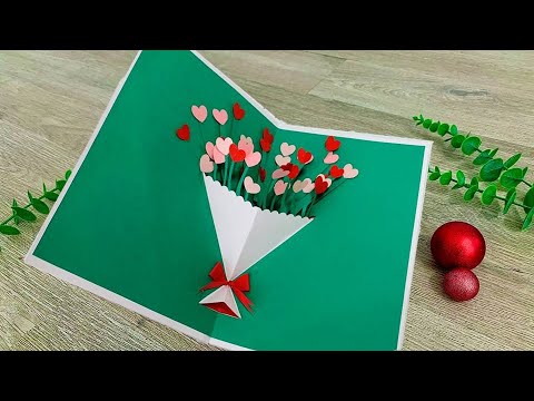 How To Make 3d Valentine's Flower Card | DIY 3D flower Pop Up Card ...