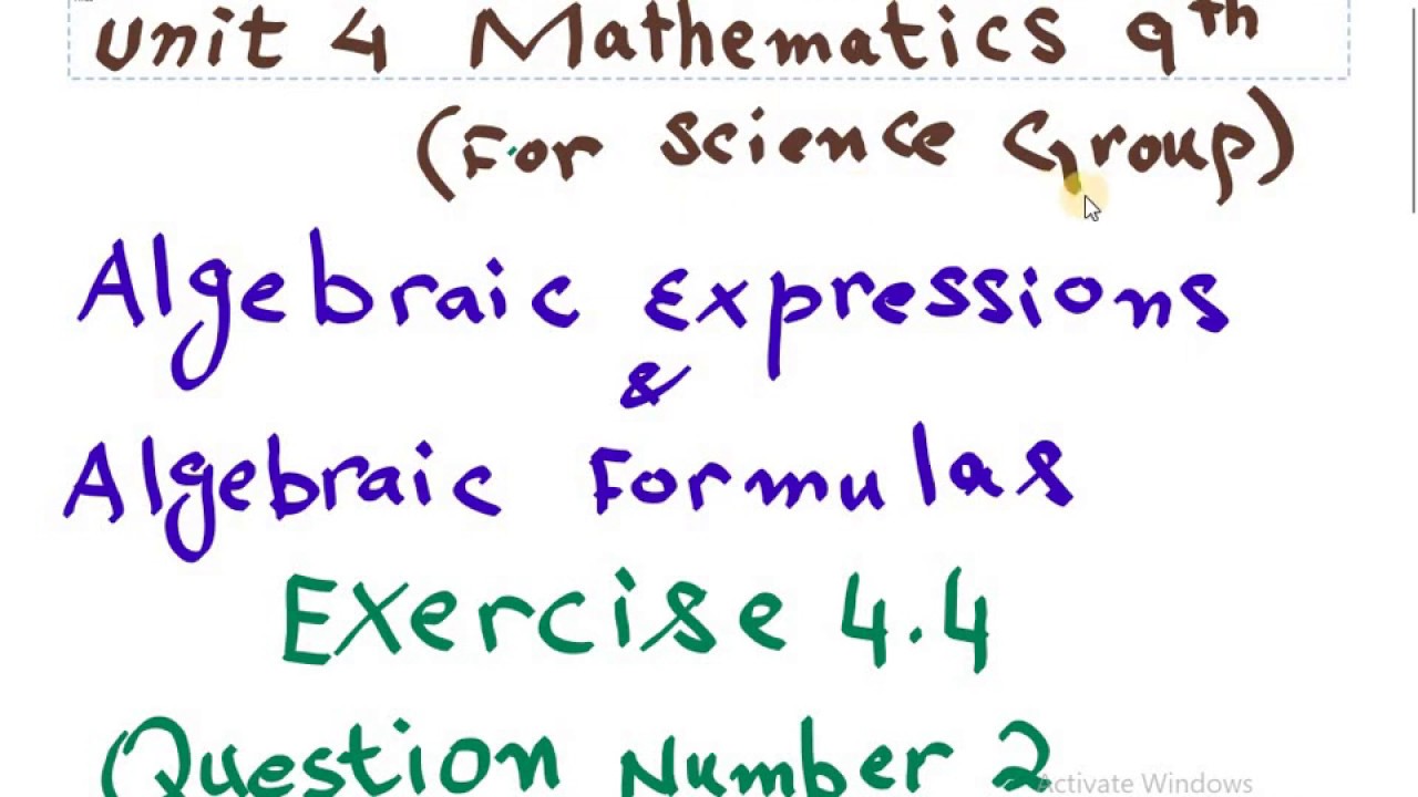 algebraic expressions and algebraic formulas(Mathematics 9th class ...