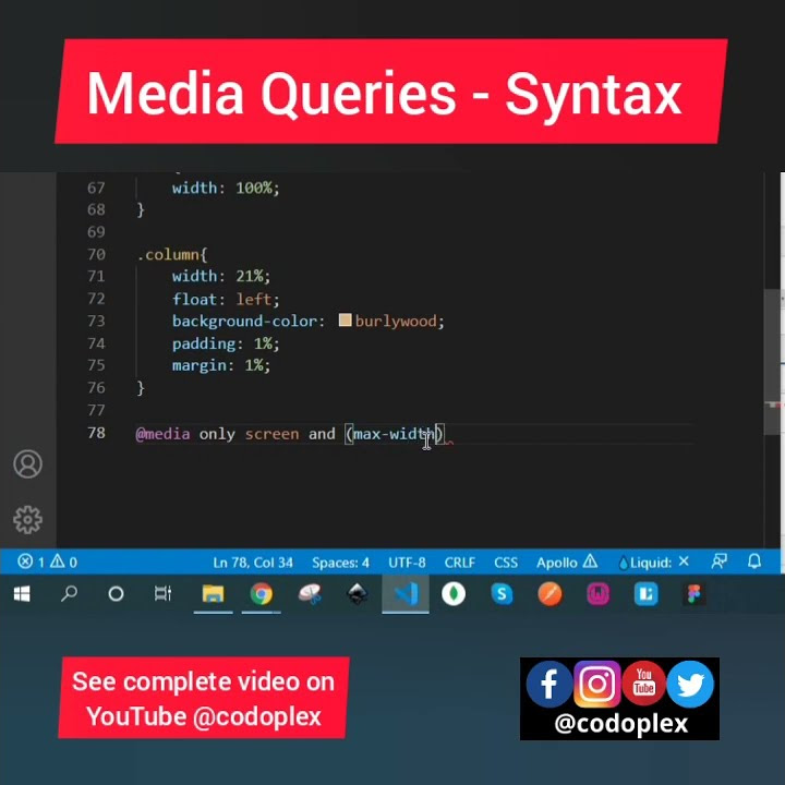 Media Queries Syntax Css Shorts Youtube 