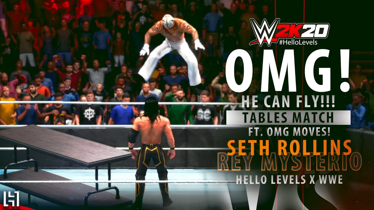 WWE 2K20 Rey Mysterio vs Seth Rollins - Tables Match Gameplay - YouTube