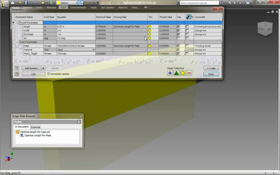 Part Optimisation using Autodesk Inventor iLogic - YouTube