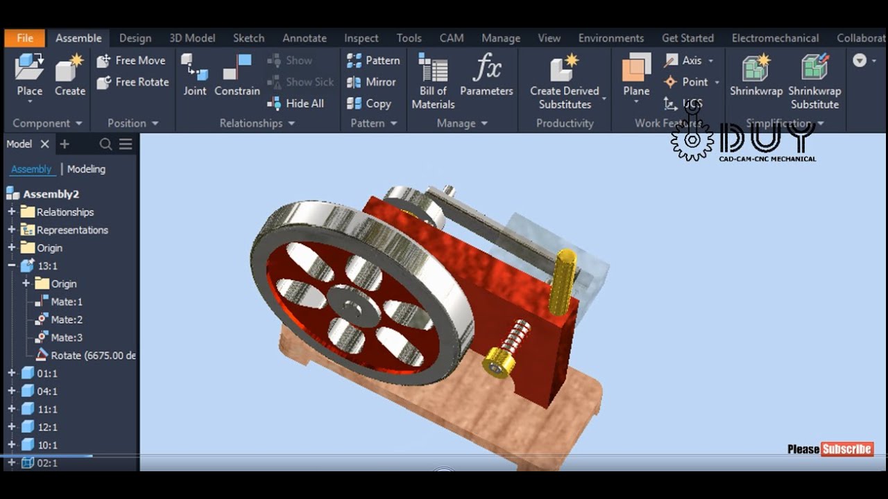 Inventor 2021 SINGLE CYLINDER OSCILLATING STEAM ENGINE - YouTube