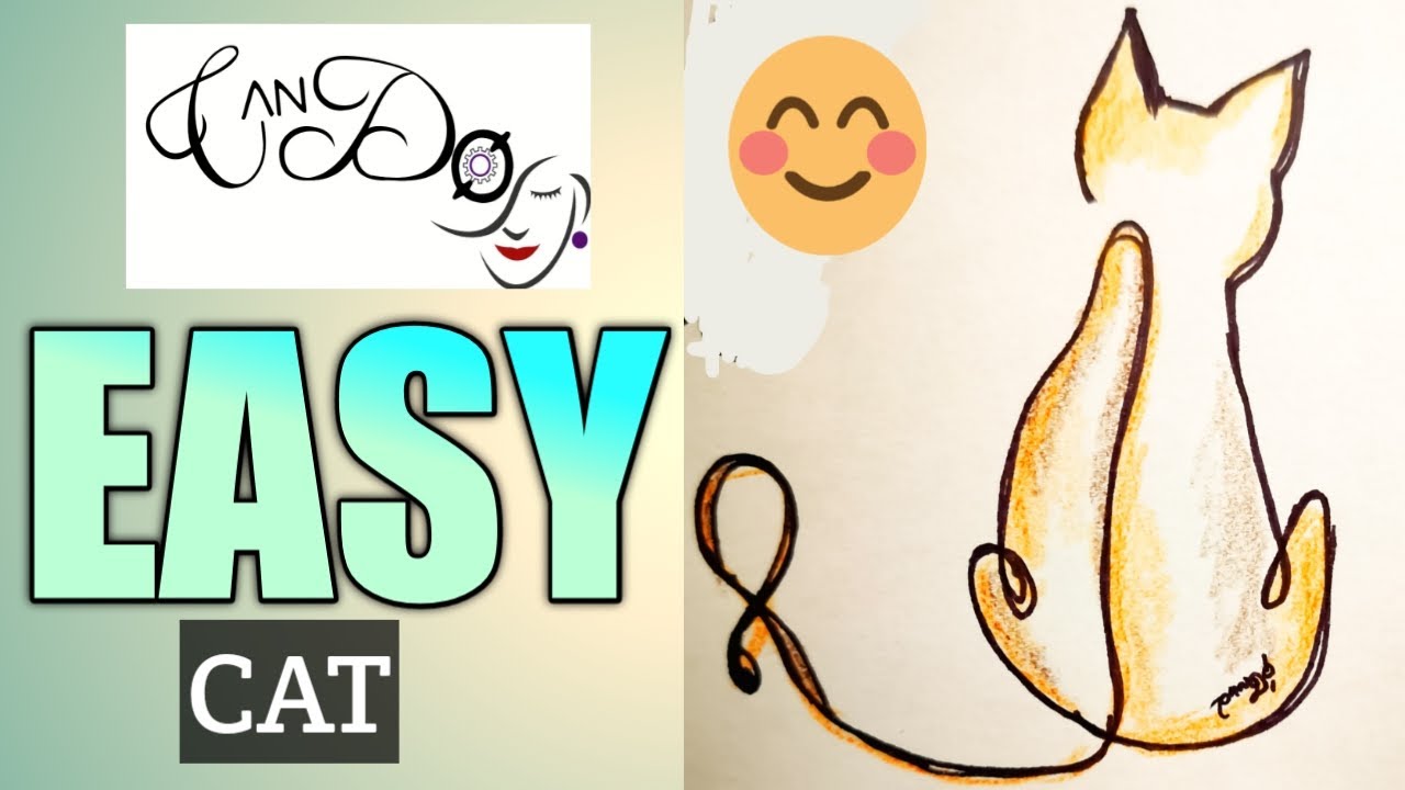 How To Draw A Cat Step By Step For Beginners | Easy Line Art Cat ...