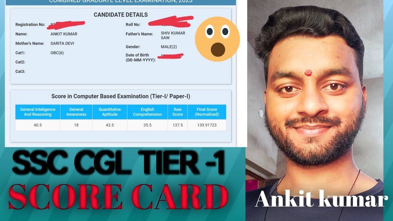 MY SSC CGL SCORE CARD TIER -1 2023 😲/Score Normalisation के साथ 😞 ...