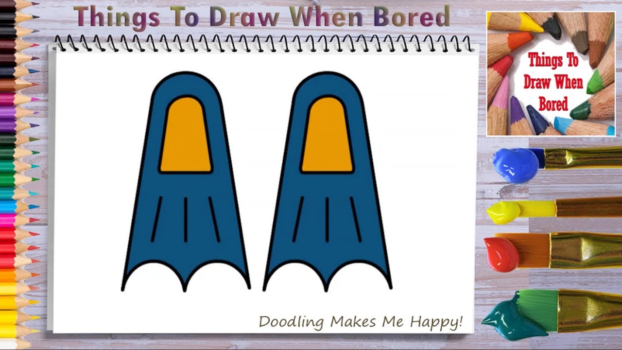 How To Draw Swim Fins Easy Step By Step - YouTube