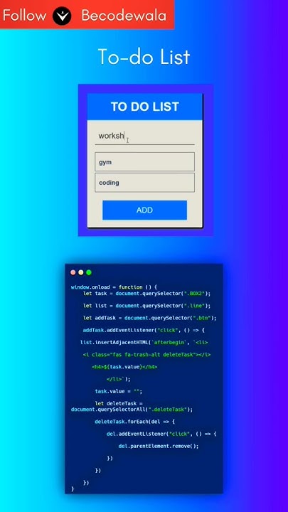 TO DO LIST USING JAVASCRIPT | @becodewala - YouTube