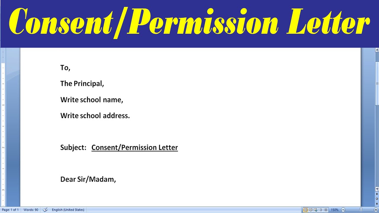 Consent Letter // Consent letter to school from parents // Parents ...
