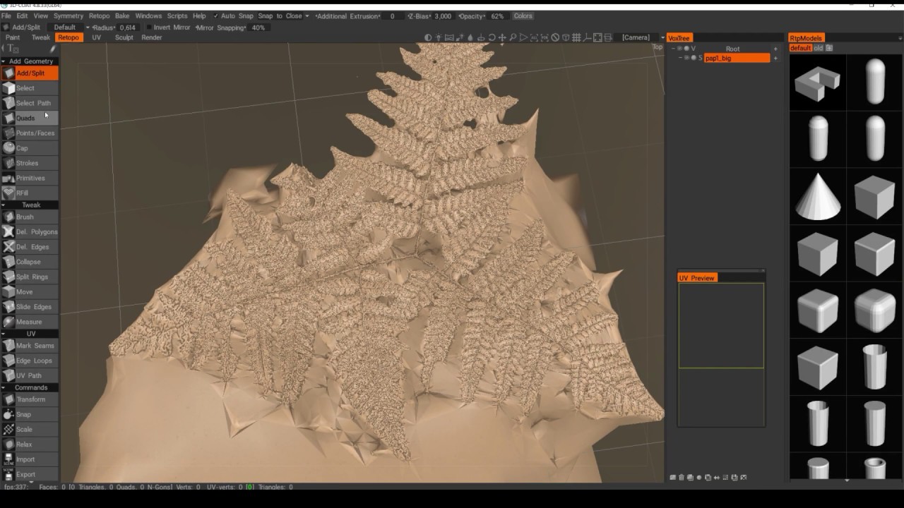 3dcoat Retopo Of A Photogrammetry Fern Model And Texture Baking In