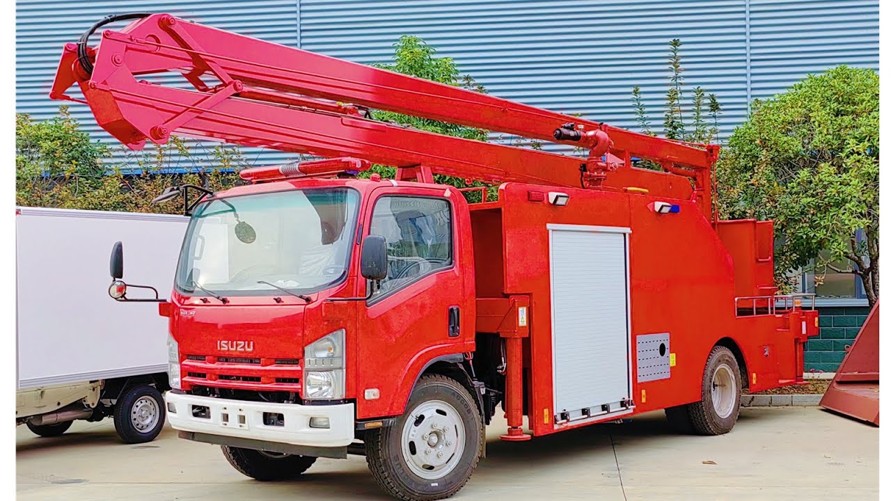 ISUZU ELF/NPR 16m High Ladder Fire Rescue Truck - YouTube