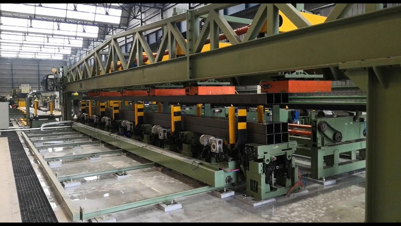rectangular Steel tube bundle strapping machine & packing line - YouTube