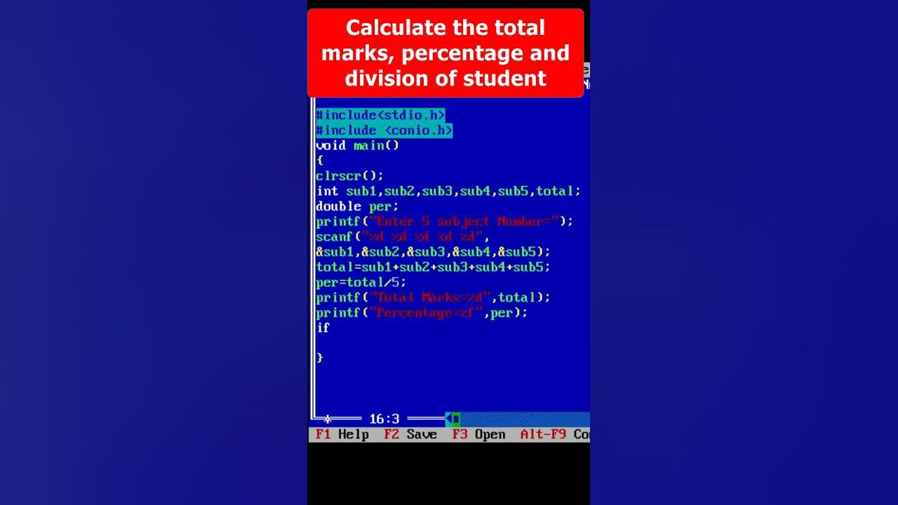 C Program To Calculate Total Average And Percentage Marks Of 5 Sub Part 52 C Programming