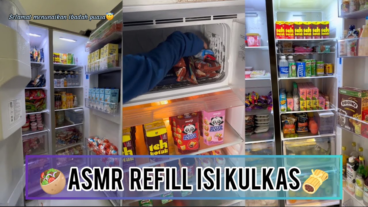 ASMR Refill and Restock Isi Kulkas sebelum Ramadhan versi sultan🍔🥨 ...