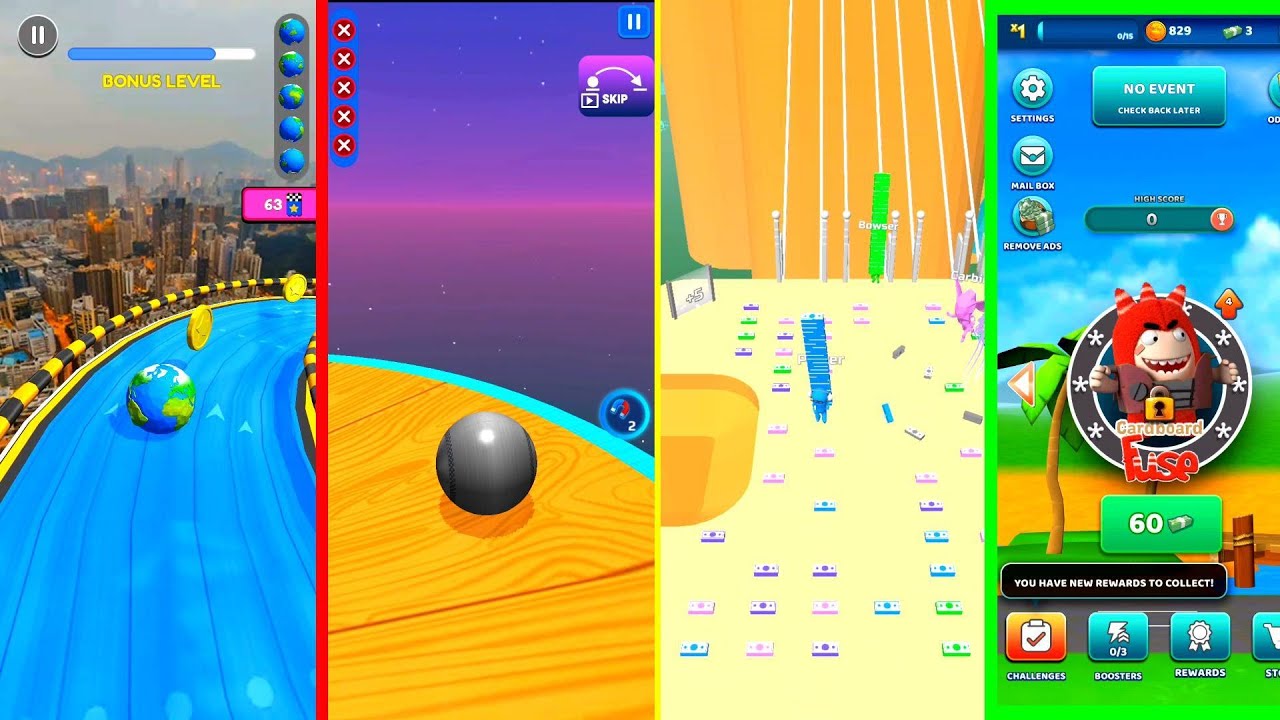 Going Balls vs Sky Rolling Ball vs Bridge Race vs Oddbods turbo run ...