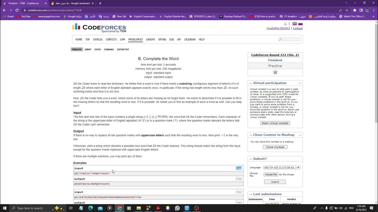 Complete The Word 716b Codeforce Round 372 Youtube