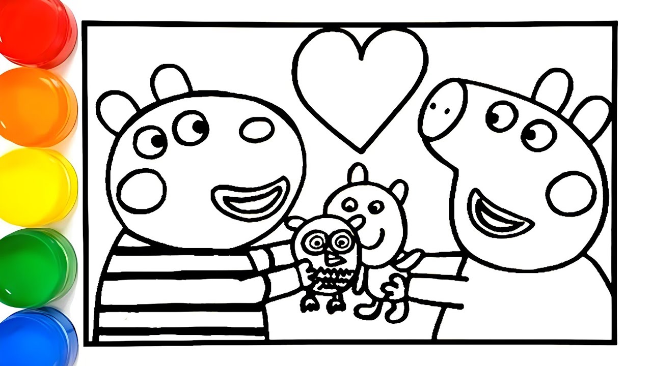 Peppa Pig & Suzy with Teddy Love Drawing Easy | Peppa Pig Drawing ...