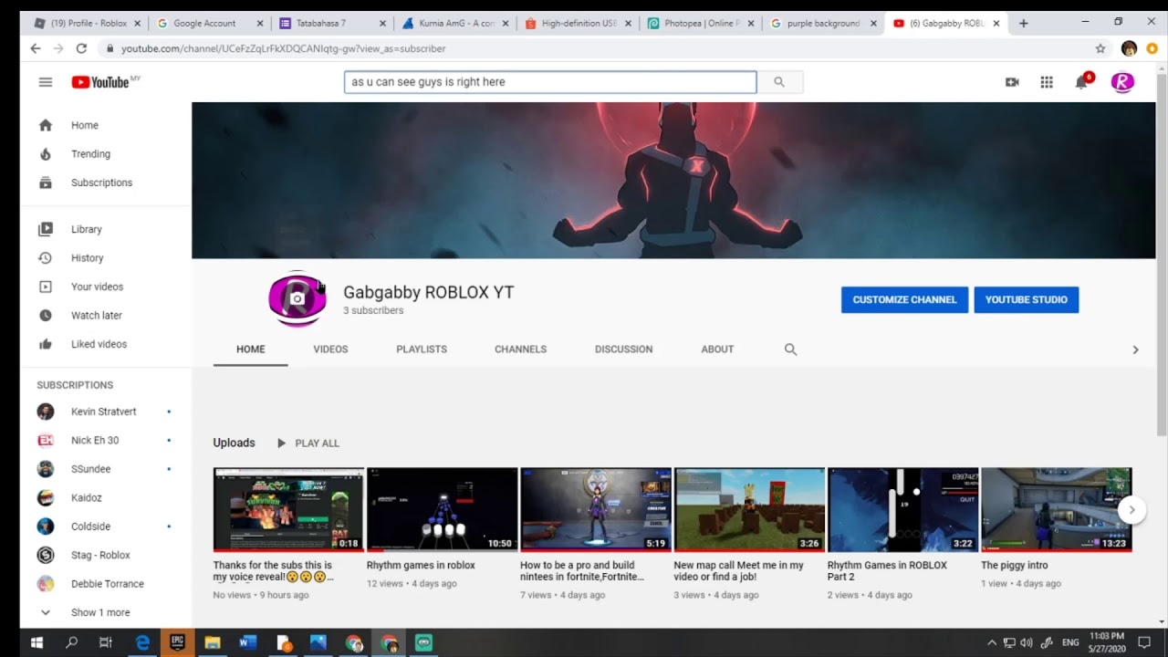 I made my own profile on youtube! - YouTube