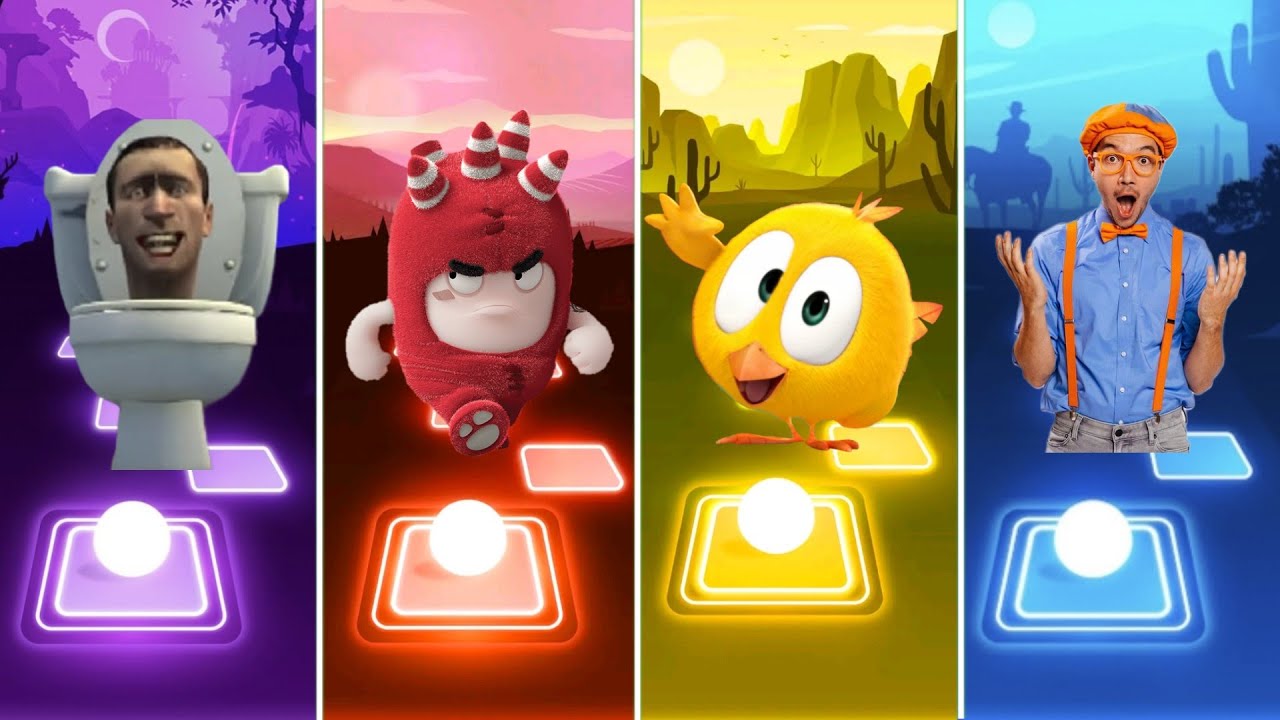 Tiles Hop EDM Rush | Skibidi Toilet vs Where's Chicky vs Blippi Cartoon ...