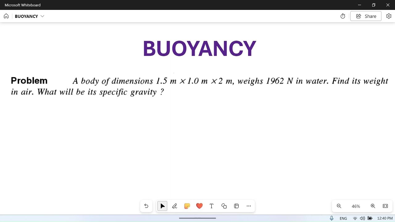 Buoyancy: Numerical problem:04 Weight of body in water and Air - YouTube