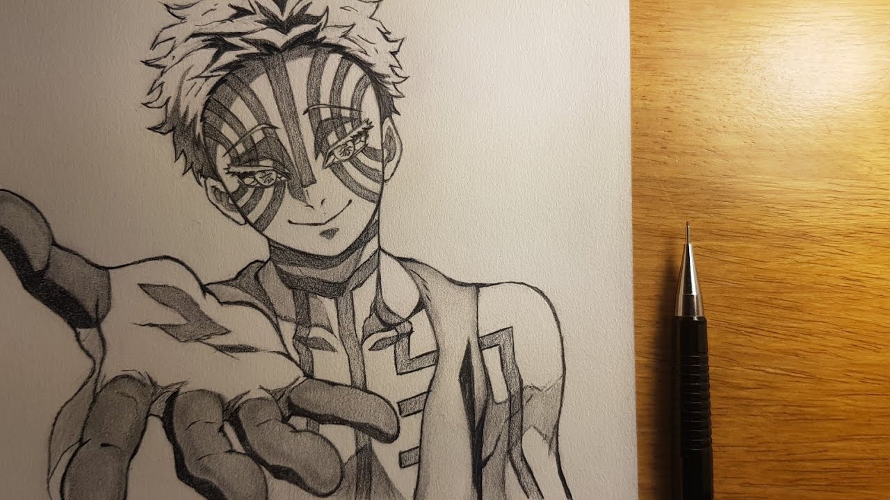 Pencil drawing/Akaza 귀멸의칼날 아카자 그리기 - YouTube