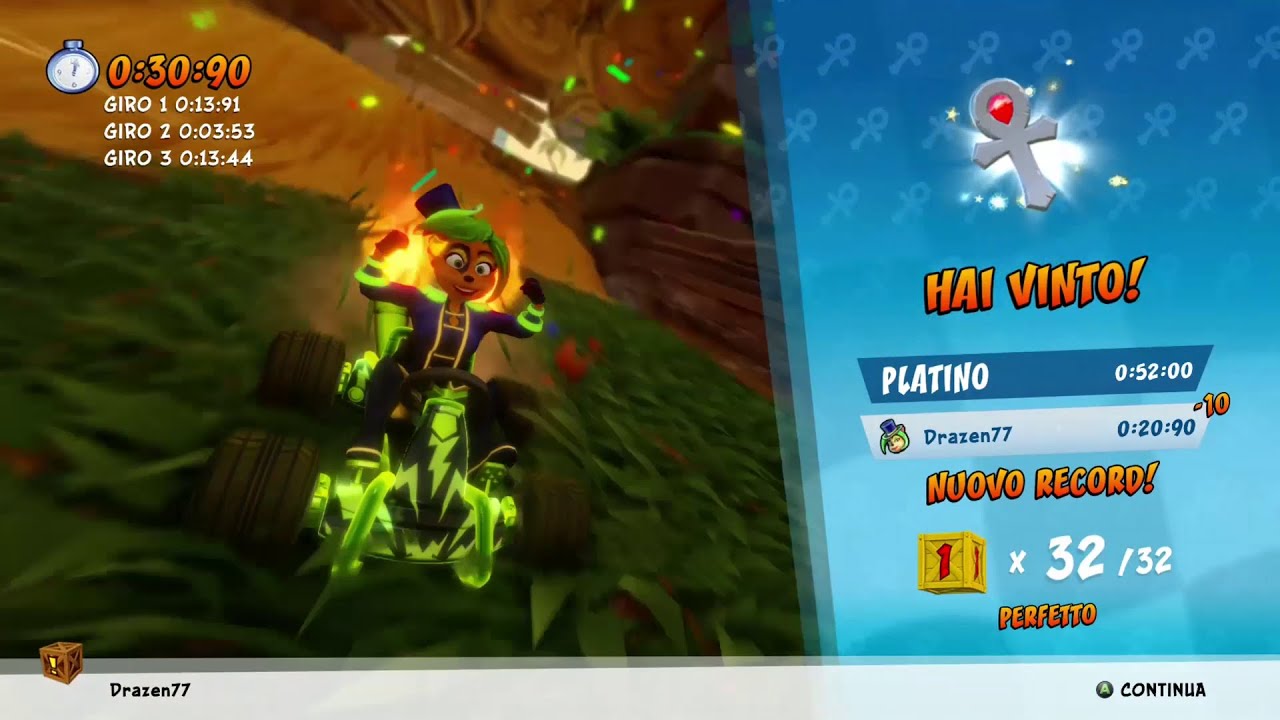 CTR NF - Crash Cove - Platinum Relic - 00:20:90 - Crash™ Team Racing ...