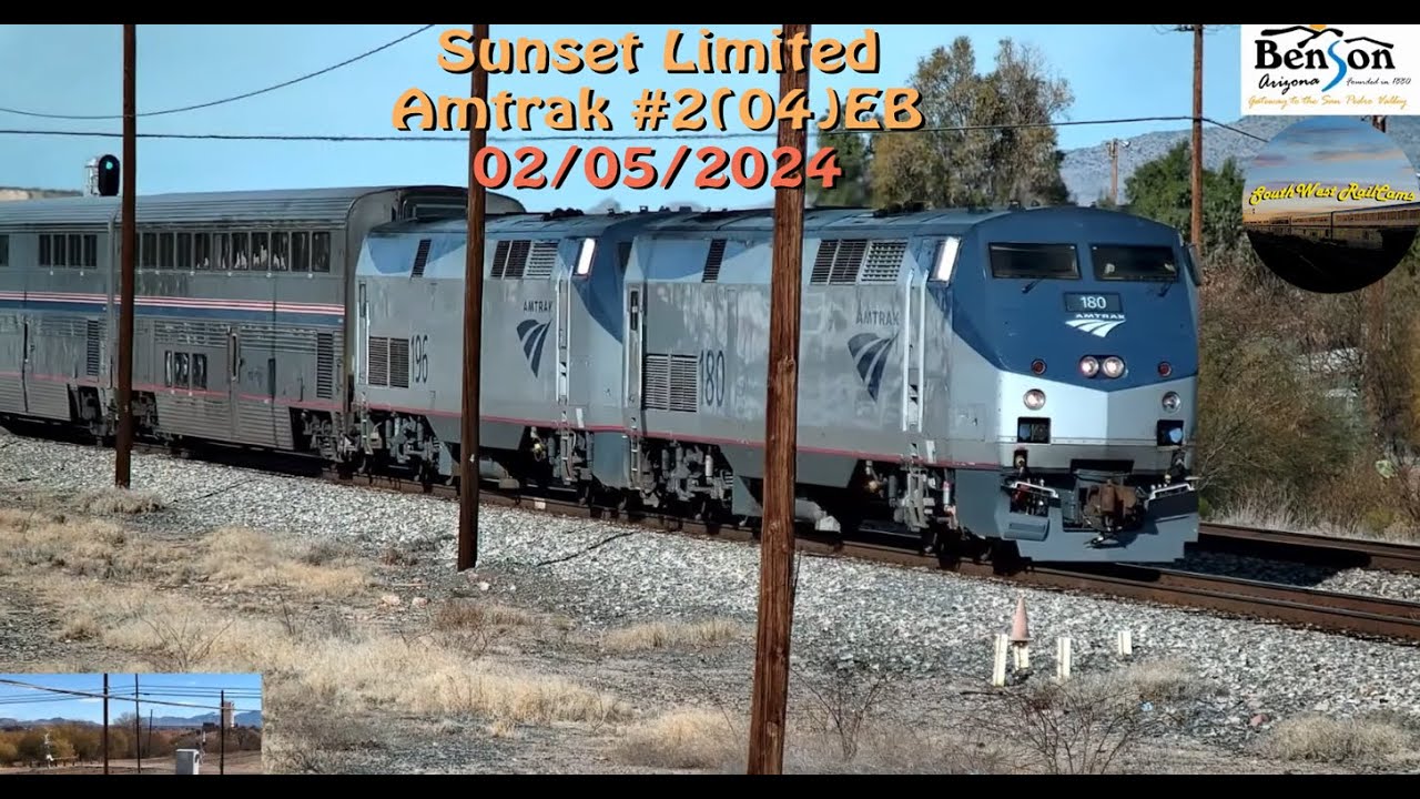 Amtrak #2 (04) Sunset Limited (180-196 x 6) - 02/05/2024 - YouTube